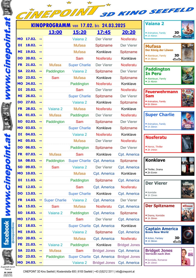 Kinoprogramm - Cinepoint Kino Seefeld