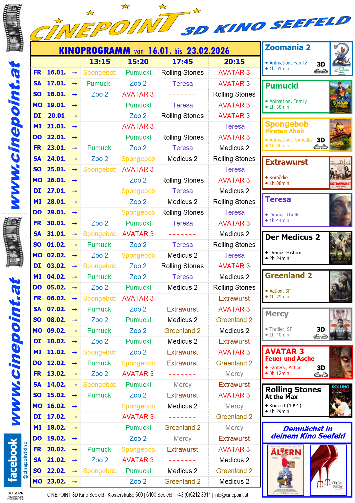 Kinoprogramm - Cinepoint Kino Seefeld